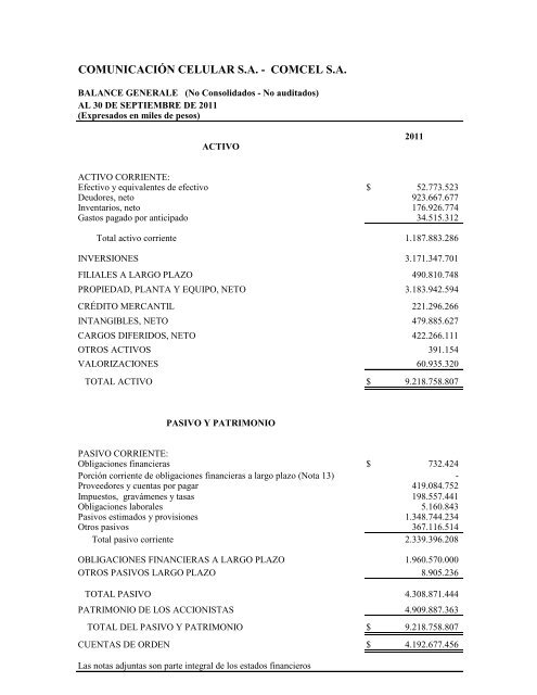 COMUNICACIÓN CELULAR S.A. - COMCEL S.A.