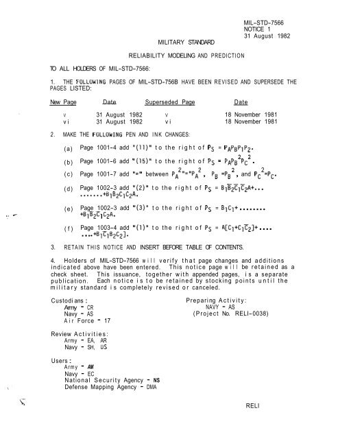 MIL-STD-7566 NOTICE 1 31 August 1982 MILITARY STANDARD ...