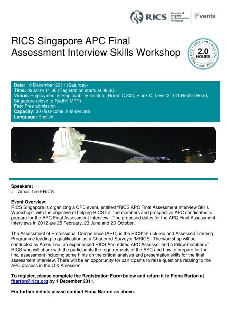 RICS Singapore APC Final Assessment Interview Skills ... - RICS Asia