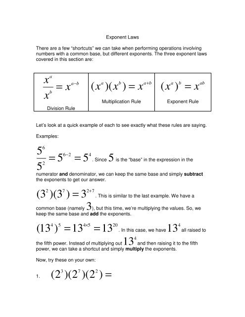 Exponent Laws - Math About