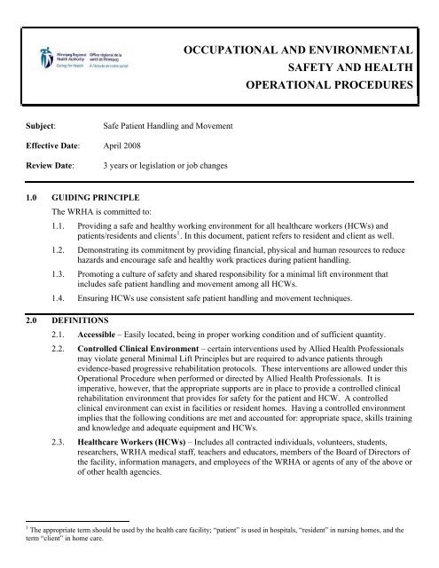 Safe Patient Handling and Movement