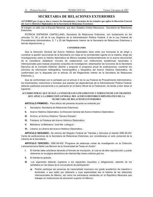 Acuerdo por el que se dan a conocer los lineamientos y formatos de ...