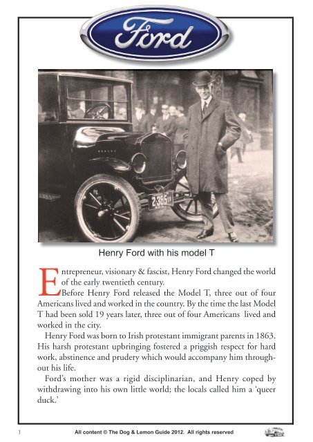 Henry Ford with his model T - The Dog and Lemon Guide