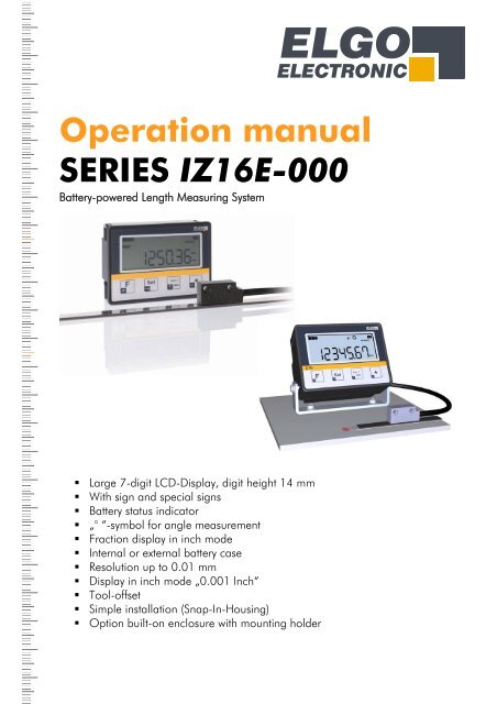 Operation manual SERIES IZ16E-000 - ELGO Electric GmbH