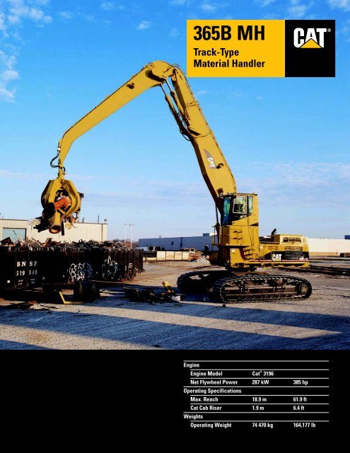 Specalog for 365B MH Track-Type Material Handler ... - Kelly Tractor