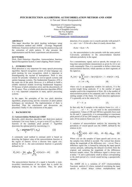 Pitch Detection Algorithm Autocorrelation And Amdf