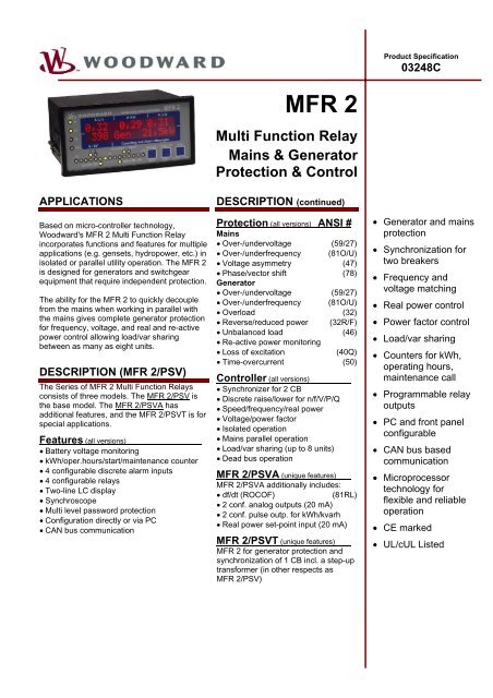 Multi Function Relay Mains & Generator Protection & Control - HiNet