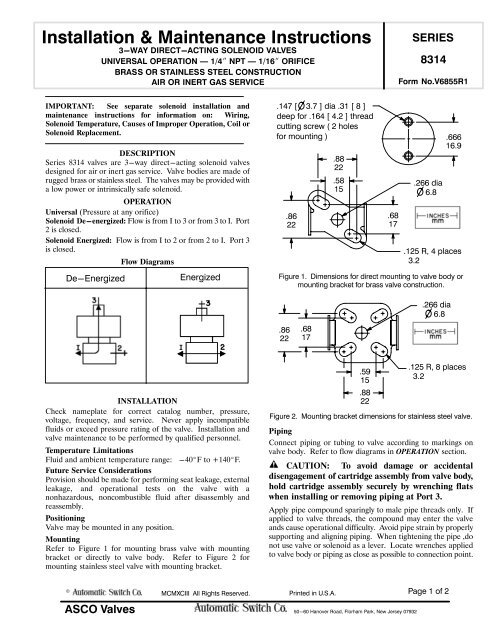 Asco Solenoid EF8314 IOM.pdf - Apex Distribution Inc.