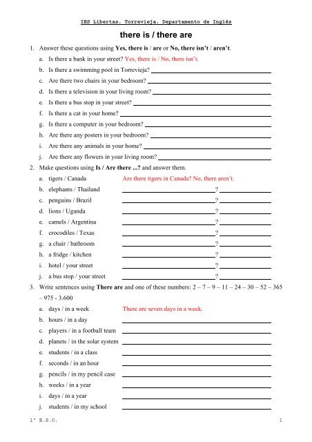 there is/are exercises - ies nÃºm. 1 - libertas