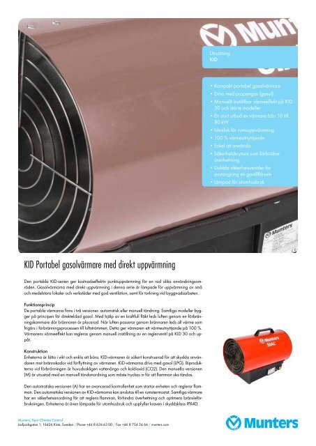 KID Portabel gasolvÃ¤rmare med direkt uppvÃ¤rmning - Munters