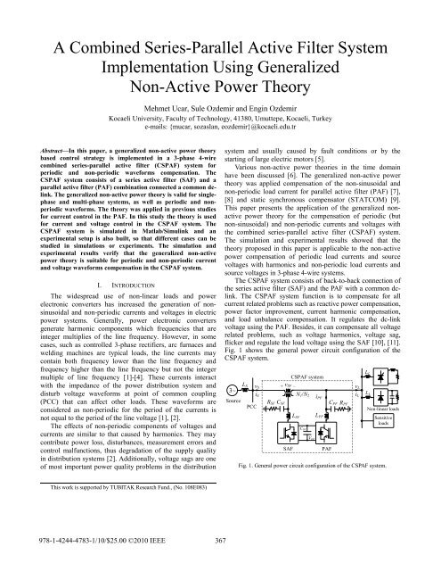 A Combined Series-Parallel Active Filter System Implementation ...