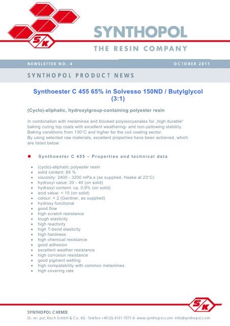 Synthoester C 455 65% in Solvesso 150ND / Butylglycol (3:1)