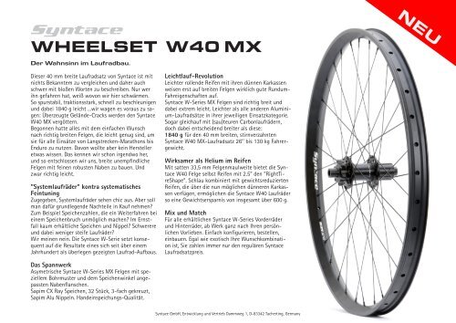 NEU WHEELSET W40 MX - Syntace