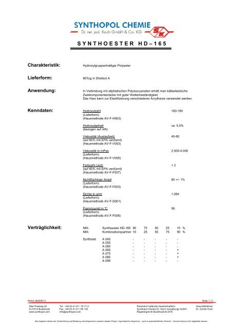 Synthoester_HD-165 + - Synthopol Chemie