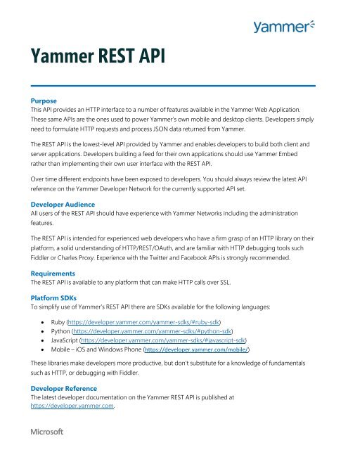 Yammer REST API
