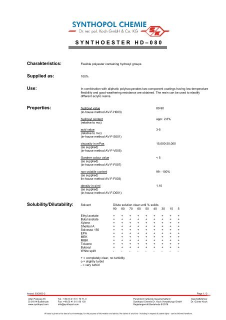 5SYNTHOESTER HD-080_en.pdf - Synthopol Chemie