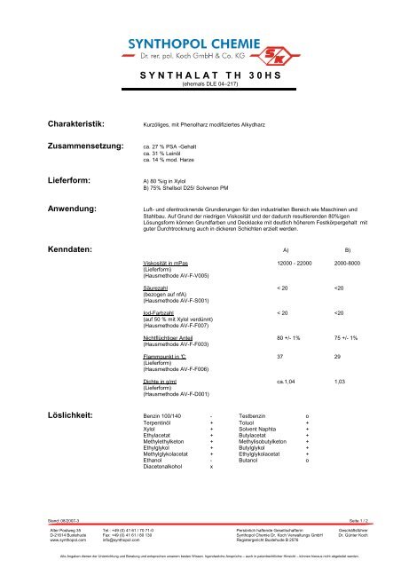 SYNTHALAT TH 30 HS_de.pdf - Synthopol Chemie