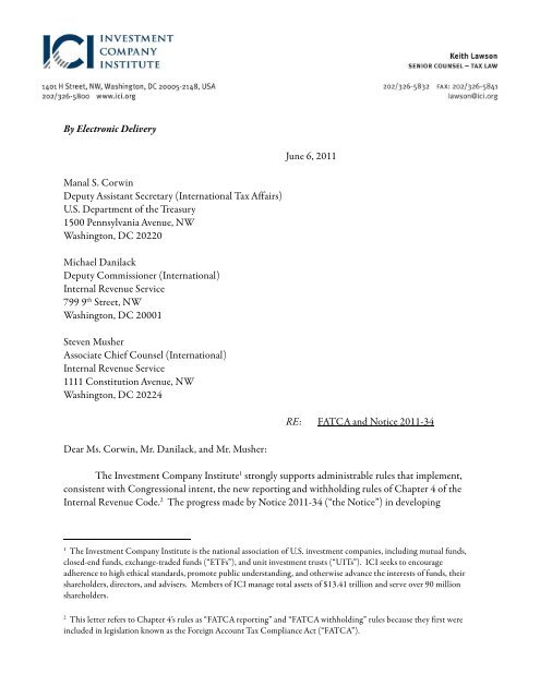 Comment Letter on FATCA and Notice 2011-34 (pdf) - Investment ...
