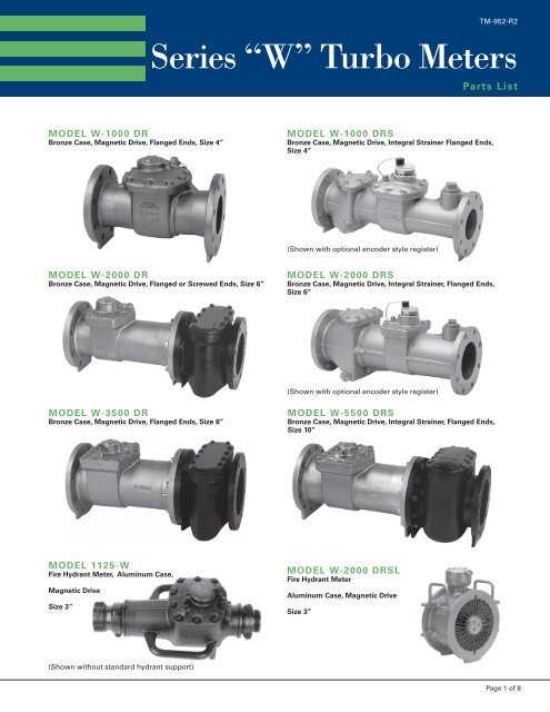 10" Parts Lists (TM-952) - Sensus