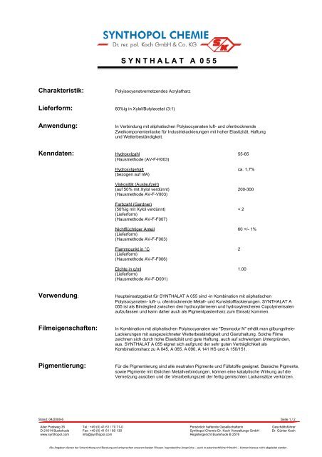 Synthalat A 055 - Synthopol Chemie
