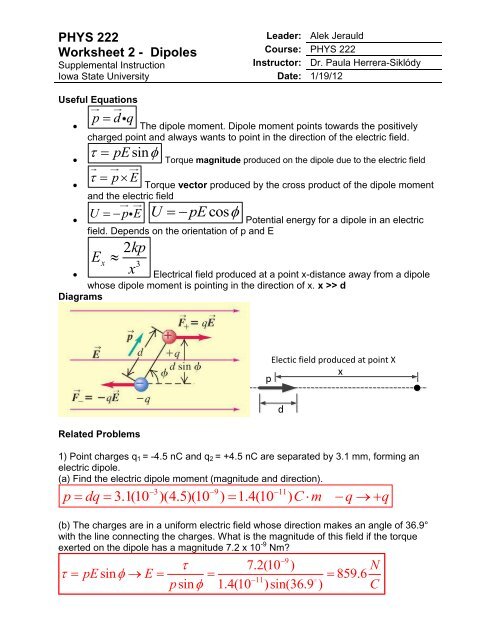 Fields And Potential Energy Worksheet Key