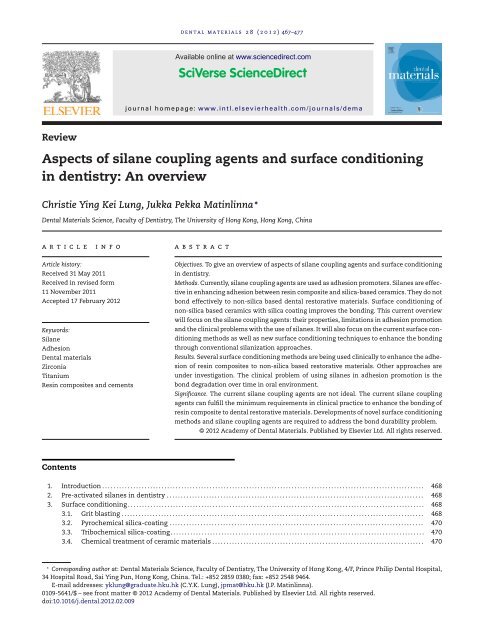 Aspects of silane coupling agents and surface conditioning in ...