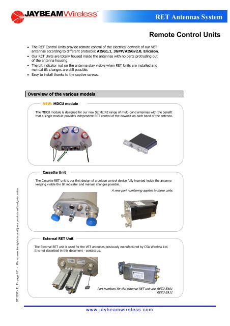 Remote Control Units RET Antennas System