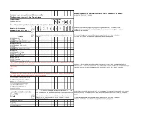 Escalator Maintenance Log