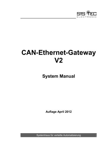 CAN-Ethernet-Gateway V2 - SYS TEC electronic GmbH