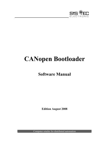 CANopen Bootloader Software Manual - SYS TEC electronic GmbH