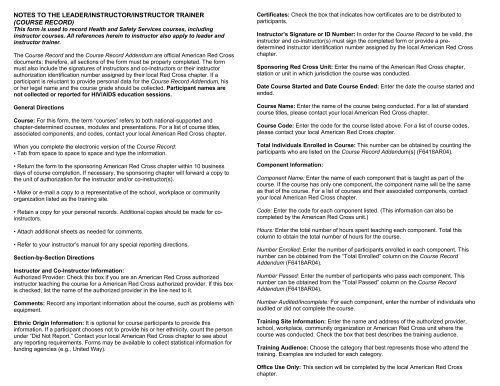 course record - Instructor's Corner