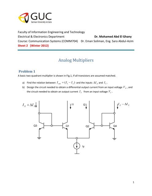 Sheet 2 - GUC - Faculty of Information Engineering & Technology