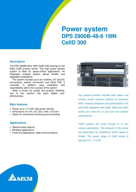 DPS 2900B-48-6 CellD 300 - DELTA Power Solutions