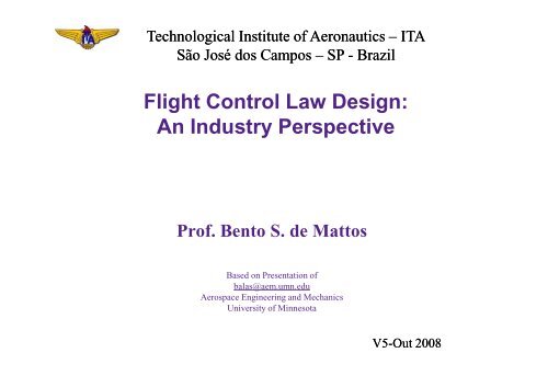 Flight Control Law Design: An Industry Perspective - ITA