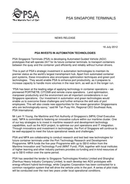 PSA Invests In Automation Technologies