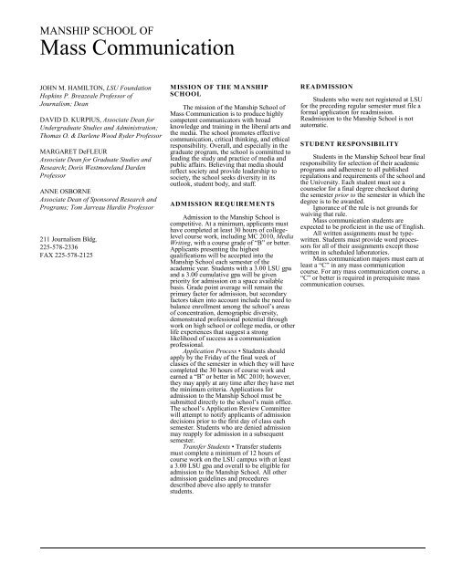 Mass Communication - Louisiana State University