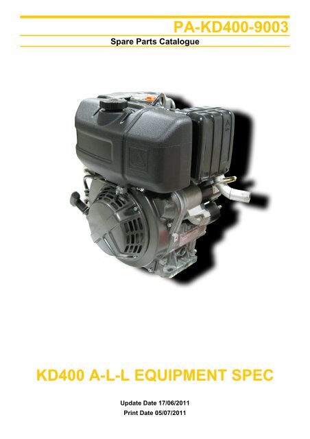 PA-KD400-9003 KD400 A-L-L EQUIPMENT SPEC