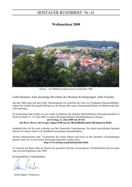 Weihnachten 2008 - Heimatstadt Hostau