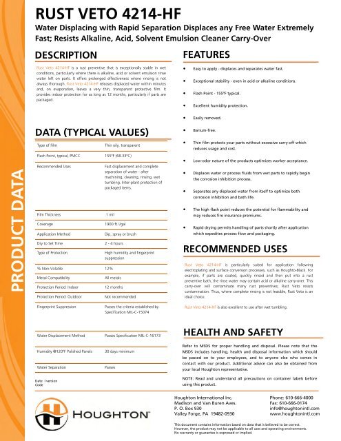 RUST VETO 4214-HF - Quality Tools & Services, Inc.