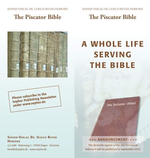 The Piscator Bible - Sepher-Verlag Herborn