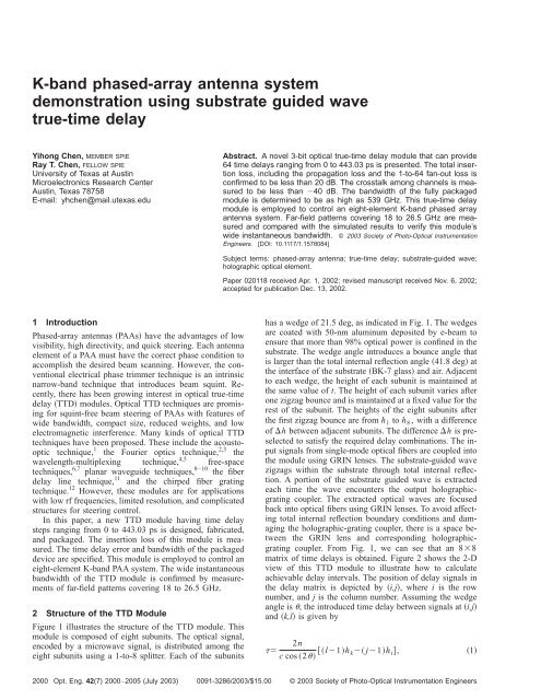 K-band phased-array antenna system demonstration using substrate