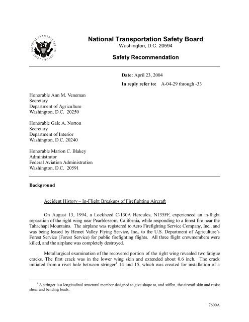 NTSB report - Wildland Fire Lessons Learned Center NTSB report - Wildland Fire Lessons Learned Center