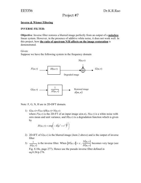 Inverse & Wiener Filtering
