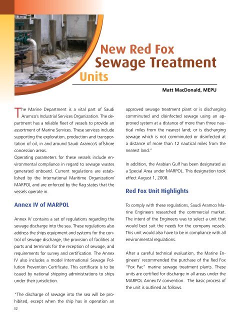 New Red Fox Sewage Treatment Units - Saudi Aramco