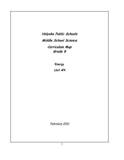 Holyoke Public Schools Middle School Science Curriculum Map ...