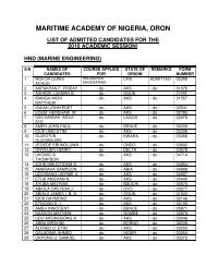 MARITIME ACADEMY OF NIGERIA, ORON