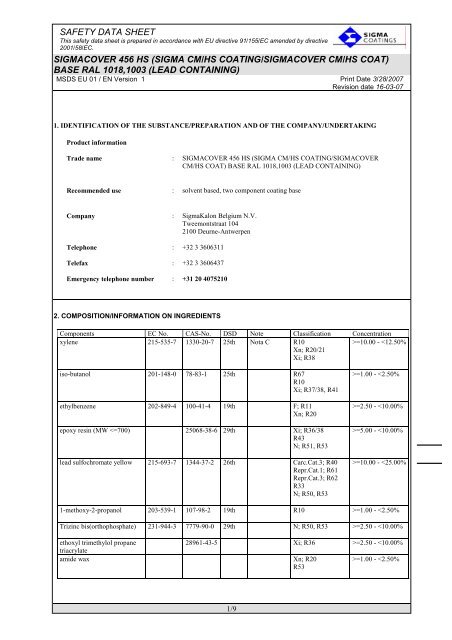 sigmacover 456 hs base ral 1018,1003 - SIGMA PAINTS