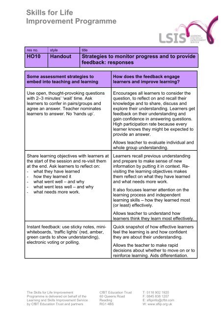 Skills for Life Improvement Programme