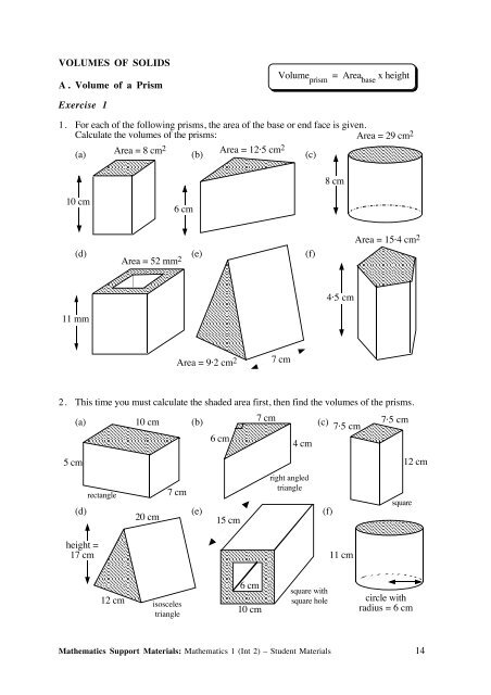 Volumes Of Solids Geometry