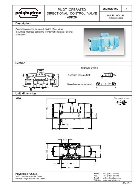 pilot operated directional control valve 4dp20 - Polyhydron Group of ...